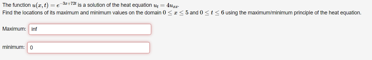 Solved The function u(x, t) = e 32+72+ is a solution of the | Chegg.com