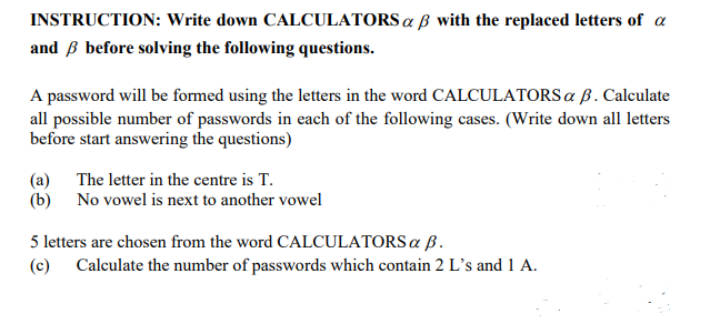 Solved INSTRUCTION: Write down CALCULATORS a B with the | Chegg.com