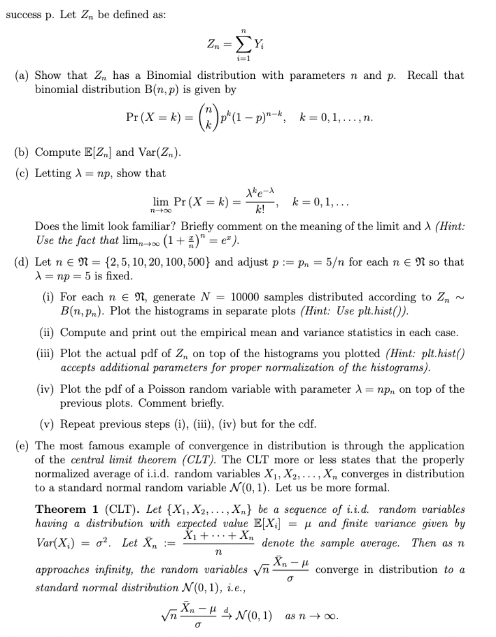 Solved Using part (b) and the CLT (Thm. 1), show that | Chegg.com