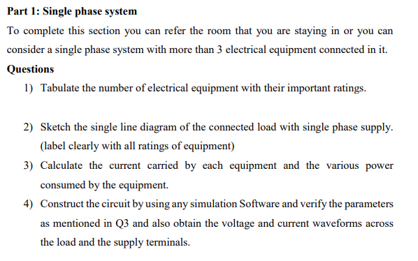 Solved Part 1: Single phase system To complete this section | Chegg.com