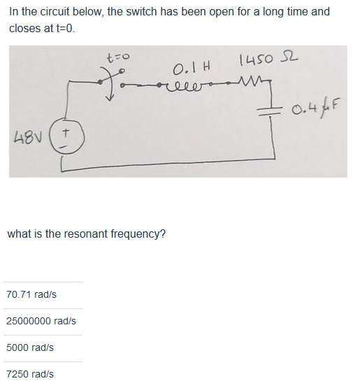 Solved In the circuit below, the switch has been open for a | Chegg.com