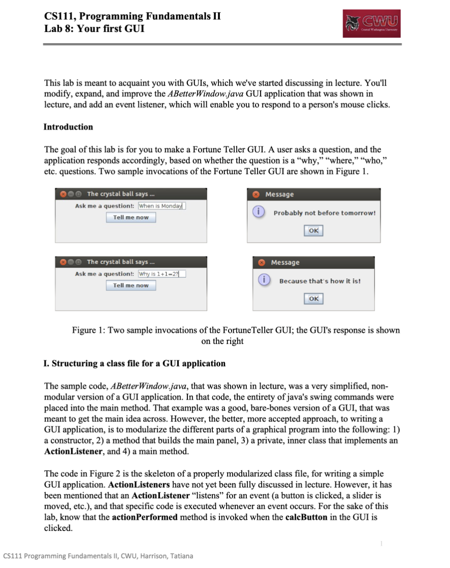 Solved Cs111 Programming Fundamentals Ii Lab 8 Your First