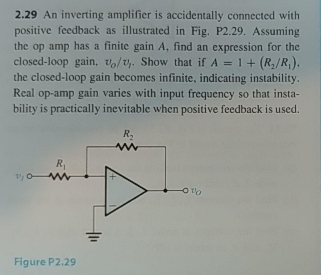 Solved 2.29 An inverting amplifier is accidentally connected | Chegg.com