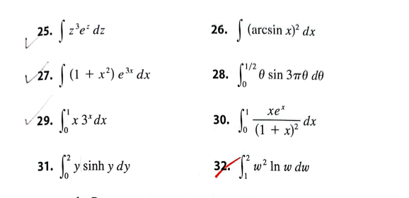 Solved 1-4 Evaluate the integral using integration by parts | Chegg.com