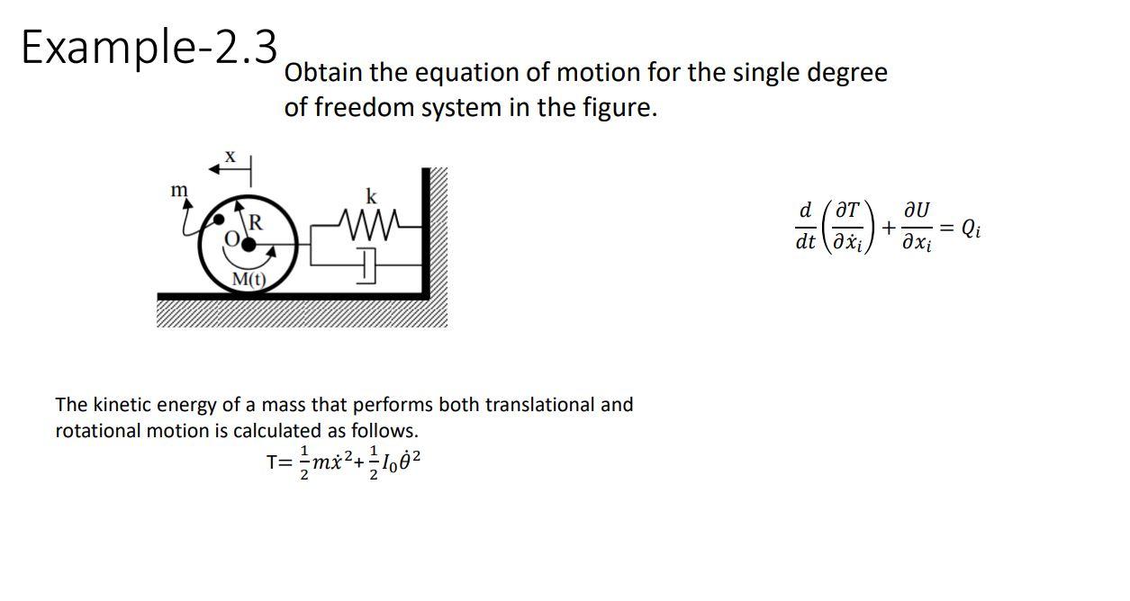 Example-2.3 Obtain the equation of motion for the | Chegg.com