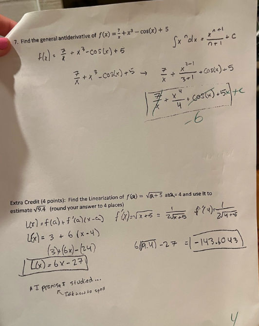 Solved 7. Find the general antiderivative of | Chegg.com