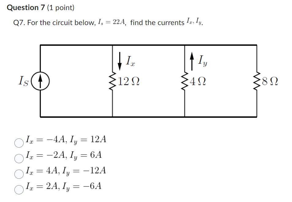 Solved For the circuit below, Is = 22A, find the | Chegg.com