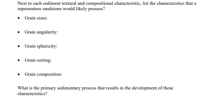 Solved Next to each sediment textural and compositional | Chegg.com