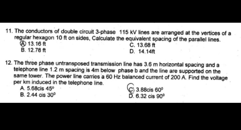 Solved 11. The conductors of double circuit 3-phase 115kV | Chegg.com