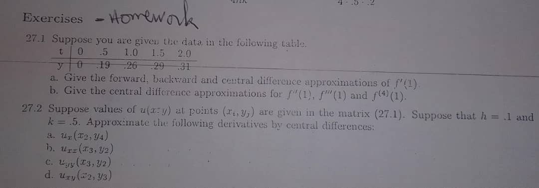 Solved 27.] ﻿Suppose you are given the data in the following | Chegg.com