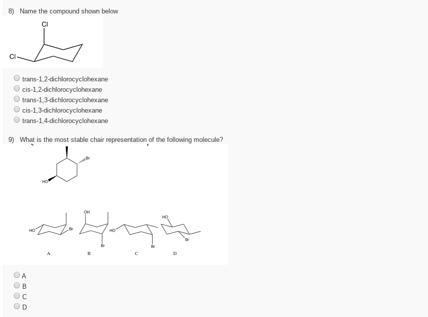 Solved 8) Name the compound shown below CIS | Chegg.com