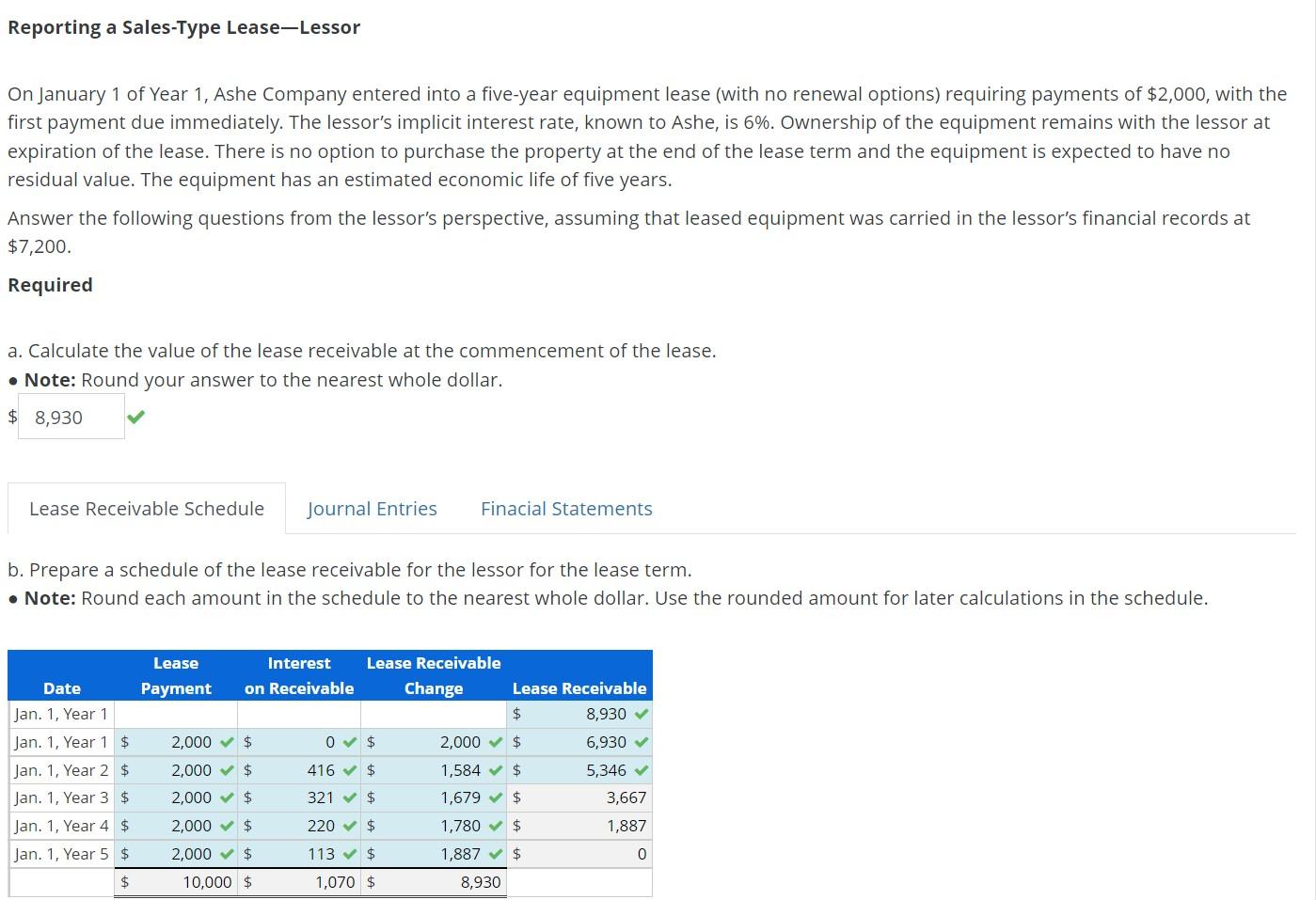 Reporting a Sales-Type Lease-Lessor On January 1 of | Chegg.com