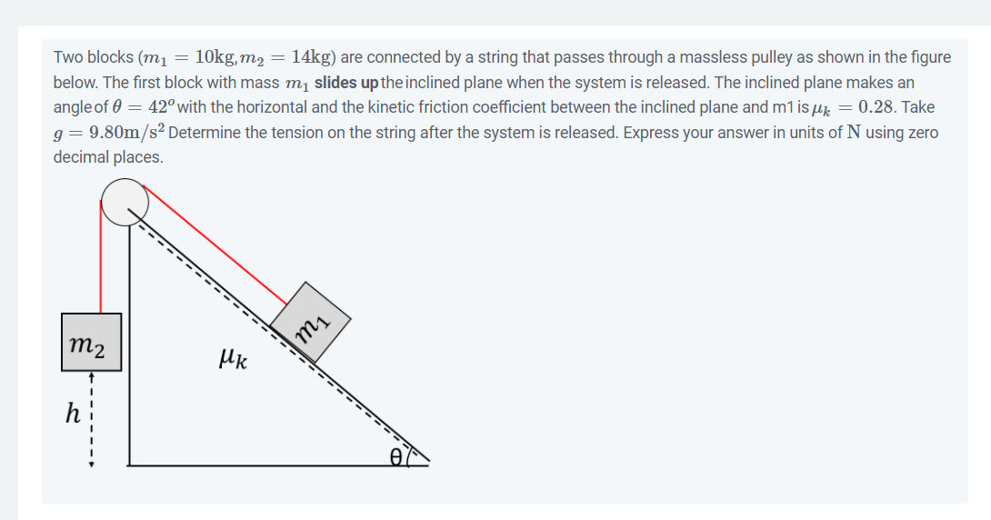 Solved Two blocks (m1=10kgm1=10kg, m2=14kgm2=14kg) are | Chegg.com