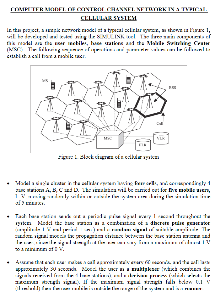 Solved CELLULAR SYSTEM In this project, a simple network | Chegg.com
