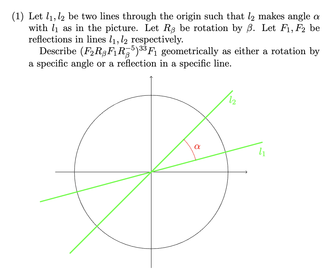 Solved Let l1,l2 be two lines through the origin such that | Chegg.com