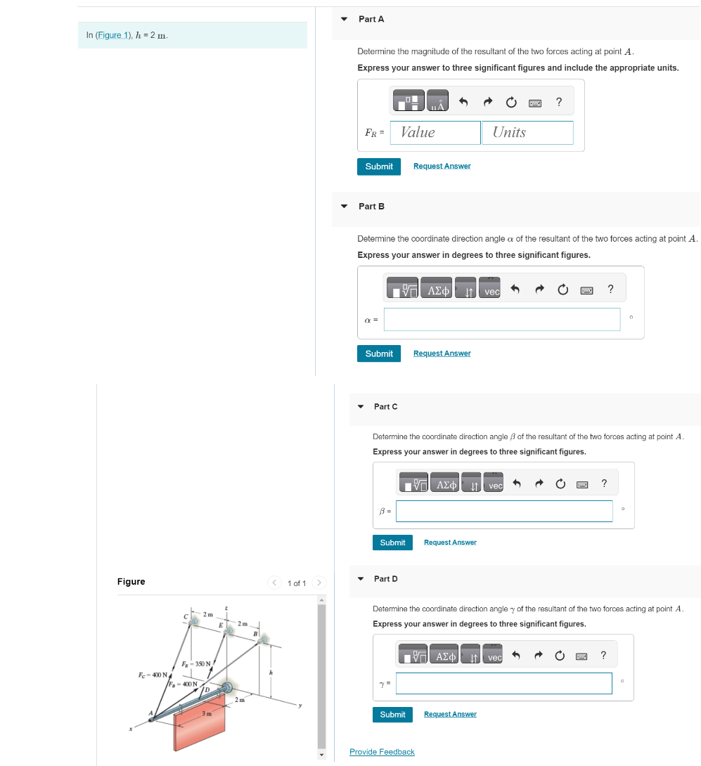 Solved Part A ﻿Figure 1), h=2mDetermine the magnitude of the | Chegg.com