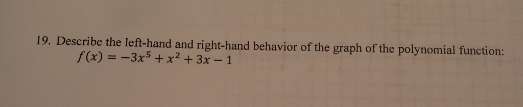 Solved 19. Describe the left-hand and right-hand behavior of | Chegg.com