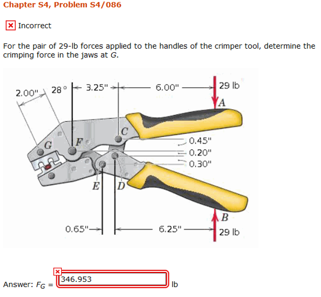 Solved Chapter S4, Problem S4/086 x Incorrect For the pair | Chegg.com