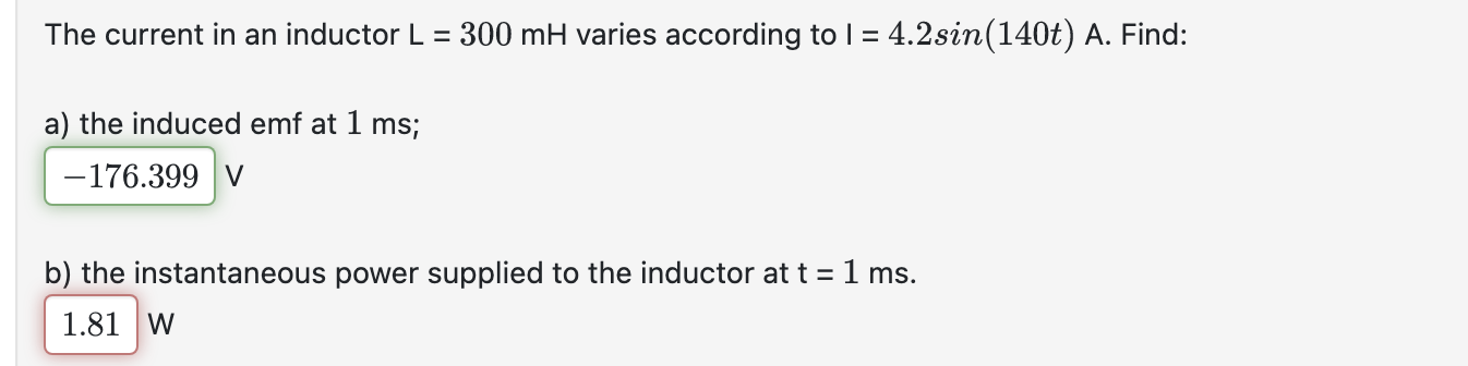 Solved The current in an inductor L=300mH varies according | Chegg.com
