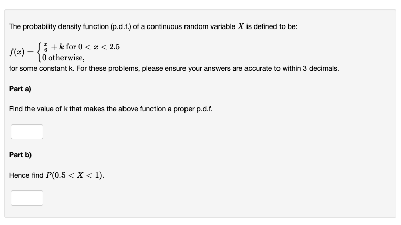 Random Variables:The probability density function | Chegg.com
