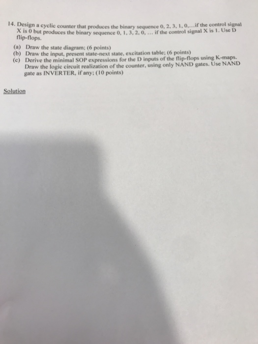 Solved 14. Design a cyclic counter that produces the binary | Chegg.com