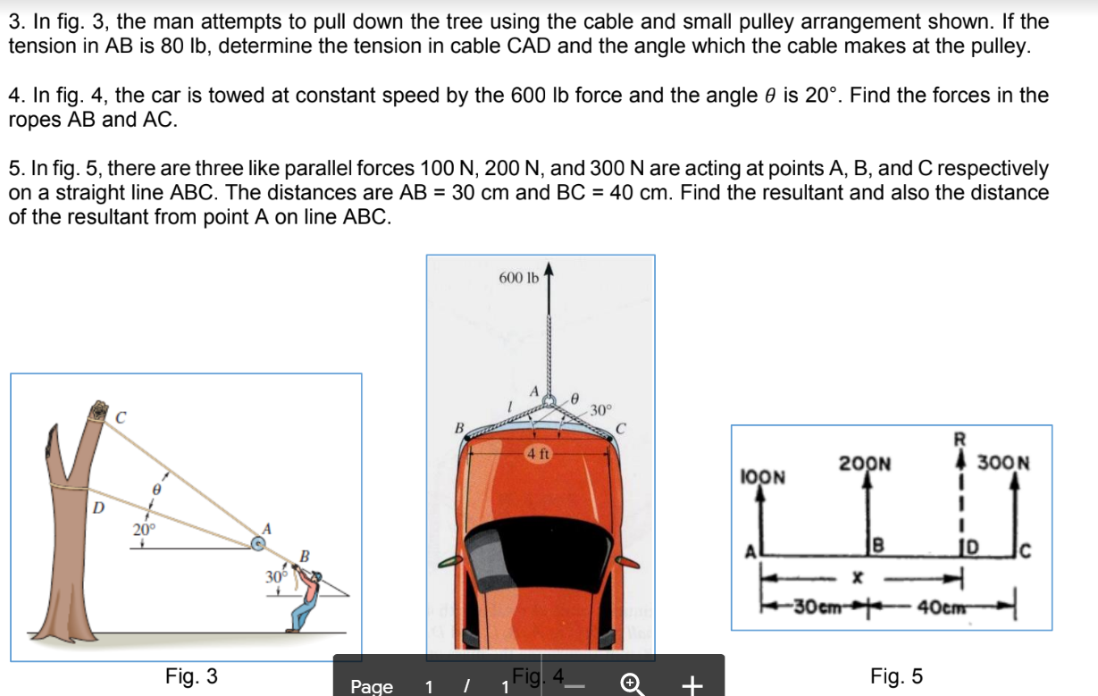 Solved 3. In fig. 3, the man attempts to pull down the tree | Chegg.com