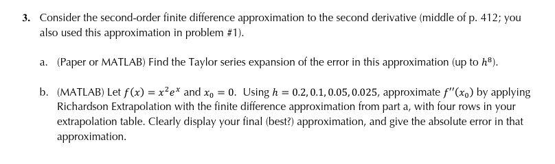 Solved Consider The Second Order Finite Difference