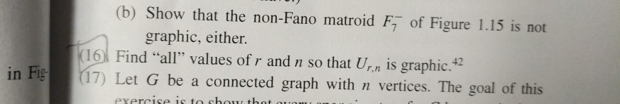 (b) Show that the non-Fano matroid F of Figure 1.15 | Chegg.com