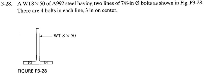 Solved A WT8 × 50 of A992 steel having two lines of 7/8-in ø | Chegg.com