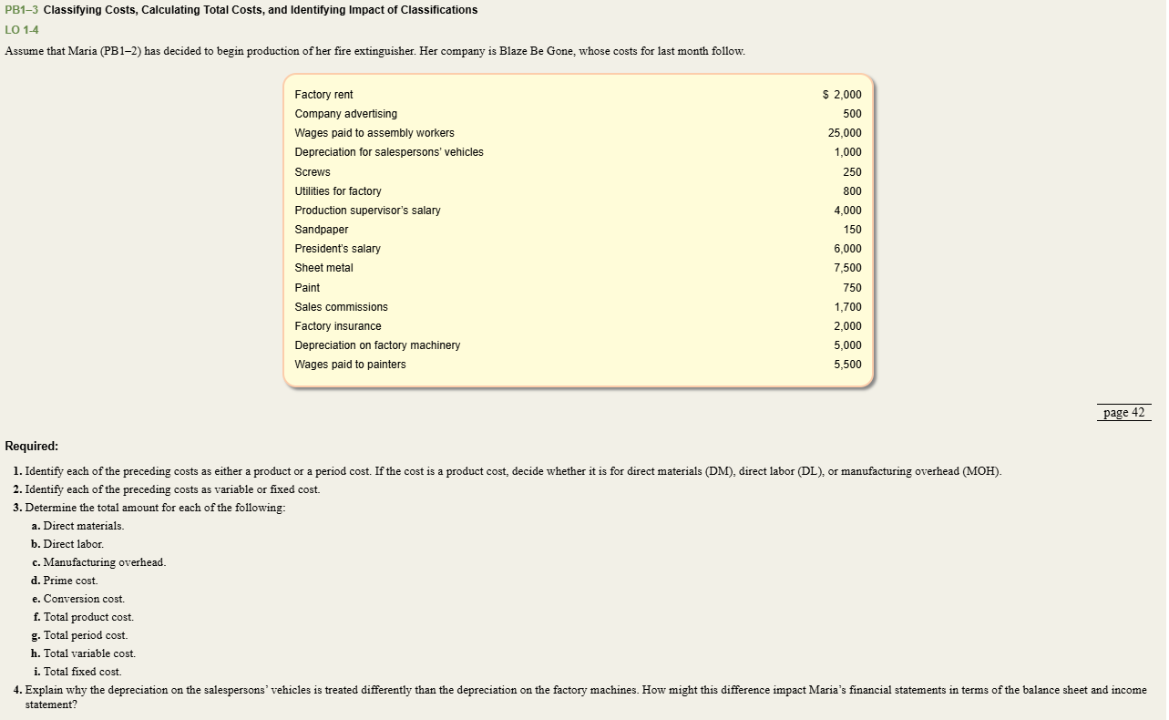 Solved Required: 1. ﻿Identify each of the preceding costs as | Chegg.com