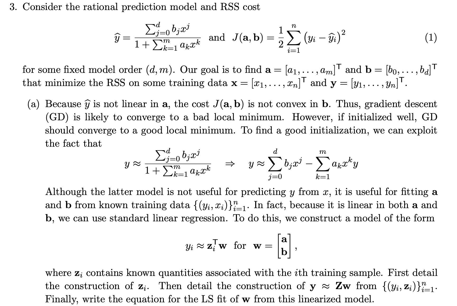 Solved 3 Consider The Rational Prediction Model And Rss