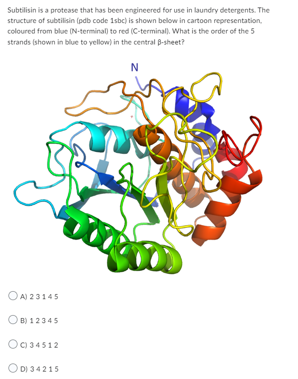 Solved Subtilisin is a protease that has been engineered for | Chegg.com
