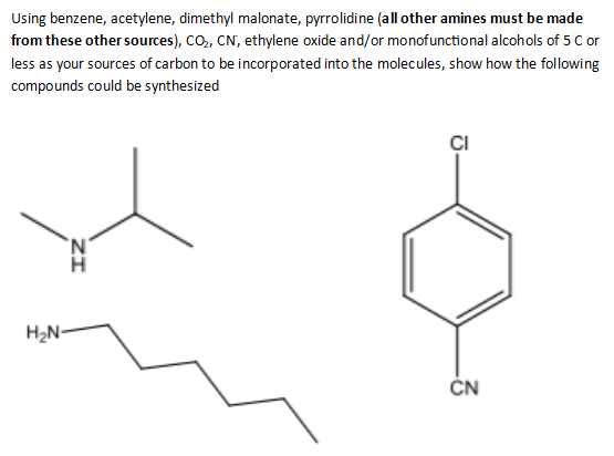Solved Using benzene, acetylene, dimethyl malonate, | Chegg.com
