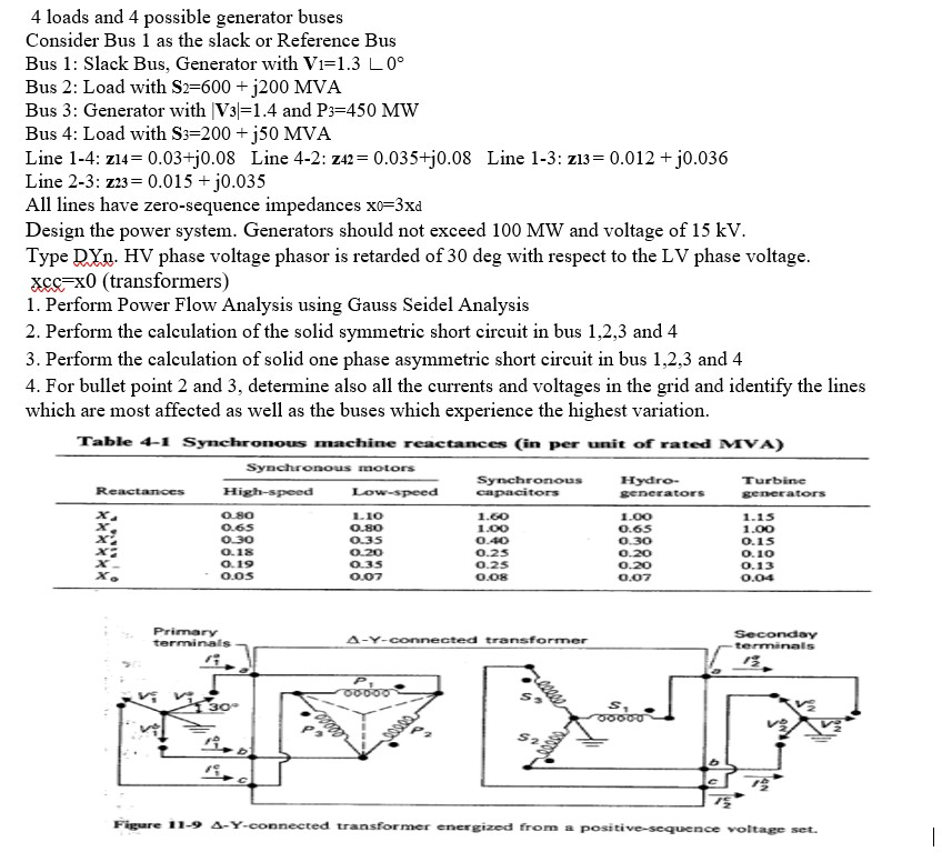 4 loads and 4 possible generator buses Consider Bus 1 | Chegg.com