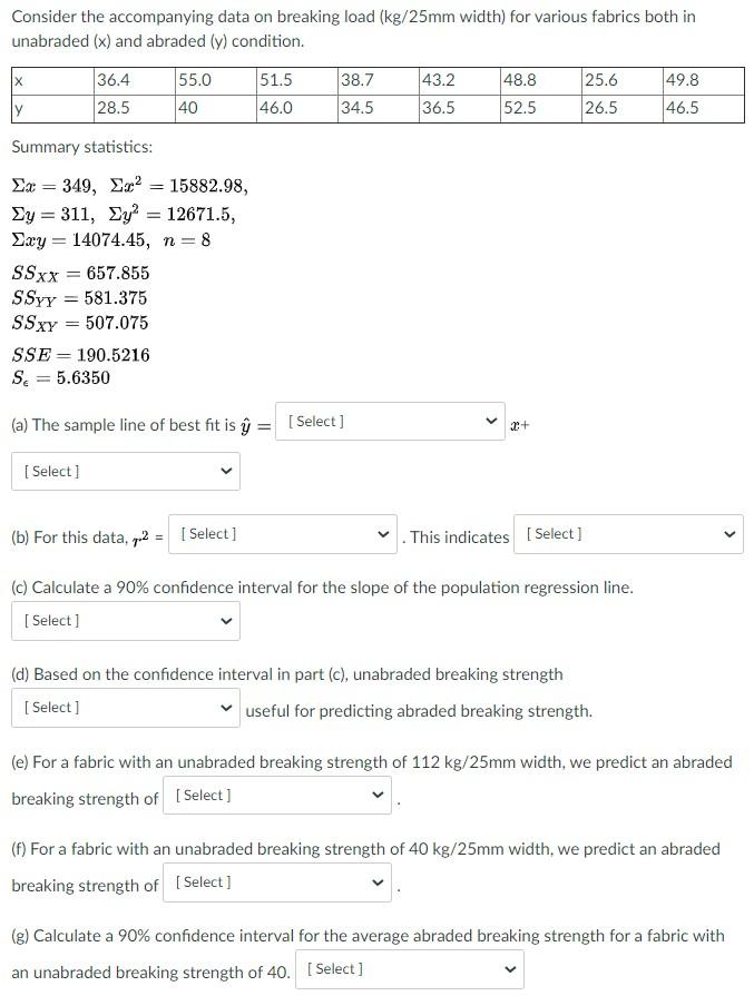 Solved Consider the accompanying data on breaking load | Chegg.com