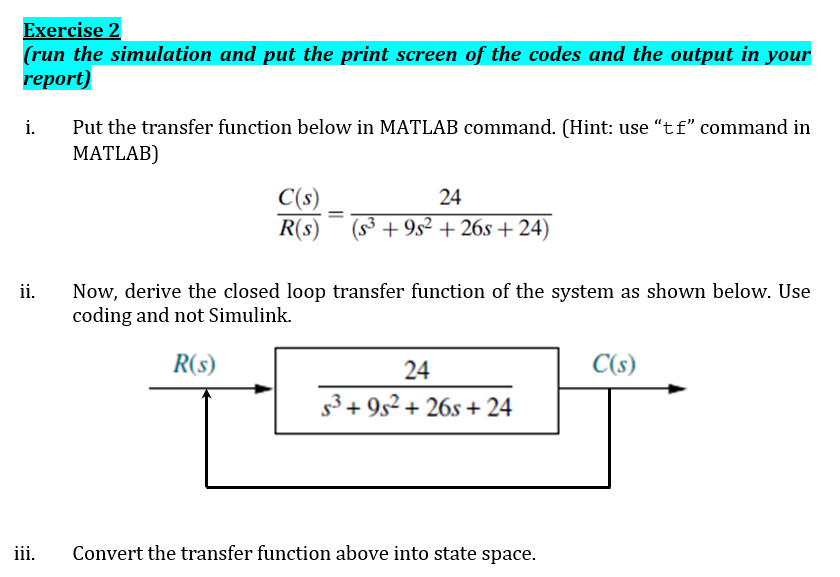 Solved Exercise 2 (run the simulation and put the print | Chegg.com