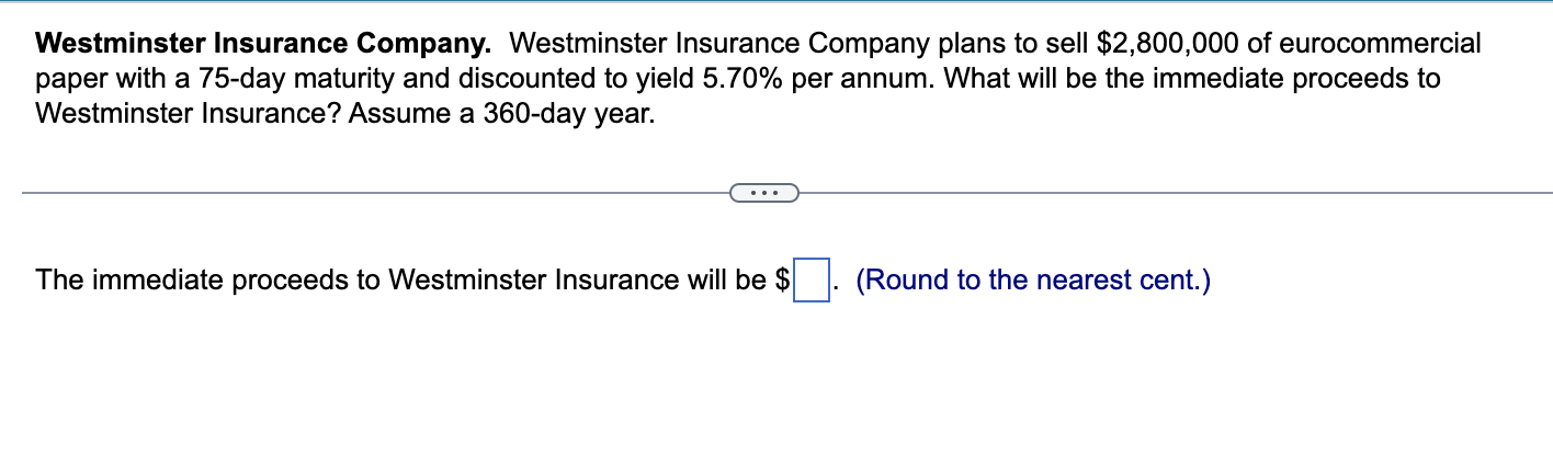 Solved Westminster Insurance Company. Westminster Insurance | Chegg.com