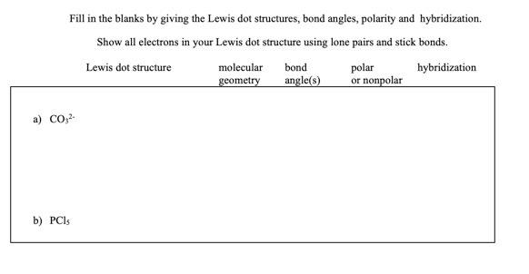 Solved Fill in the blanks by giving the Lewis dot | Chegg.com