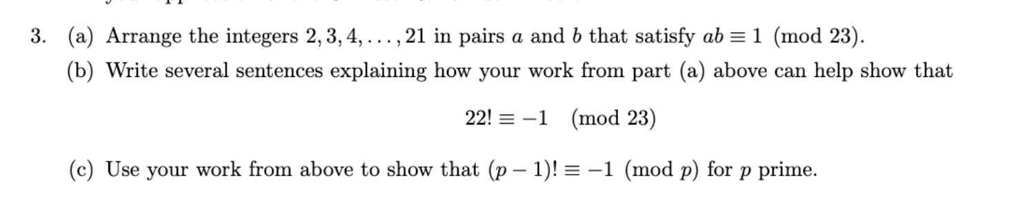 Solved 3. (a) Arrange the integers 2,3,4,…,21 in pairs a and | Chegg.com