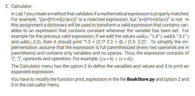 Use the provided code to modify the print_expression | Chegg.com