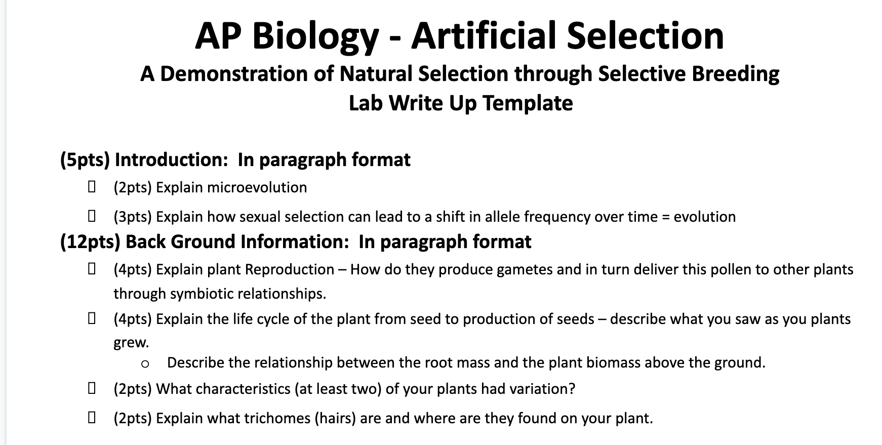 Artificial Selection Biology