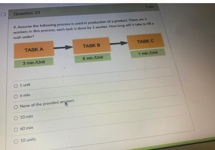 Solved 1 Question 33 9. Assume the following process is used | Chegg.com
