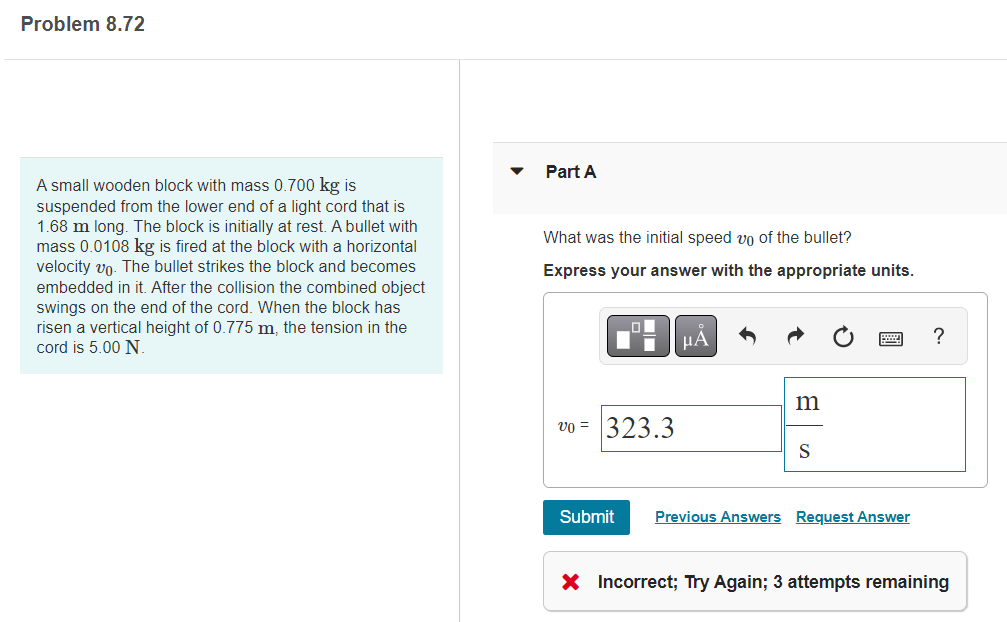 Solved A small wooden block with mass 0.700 kg is Part A | Chegg.com