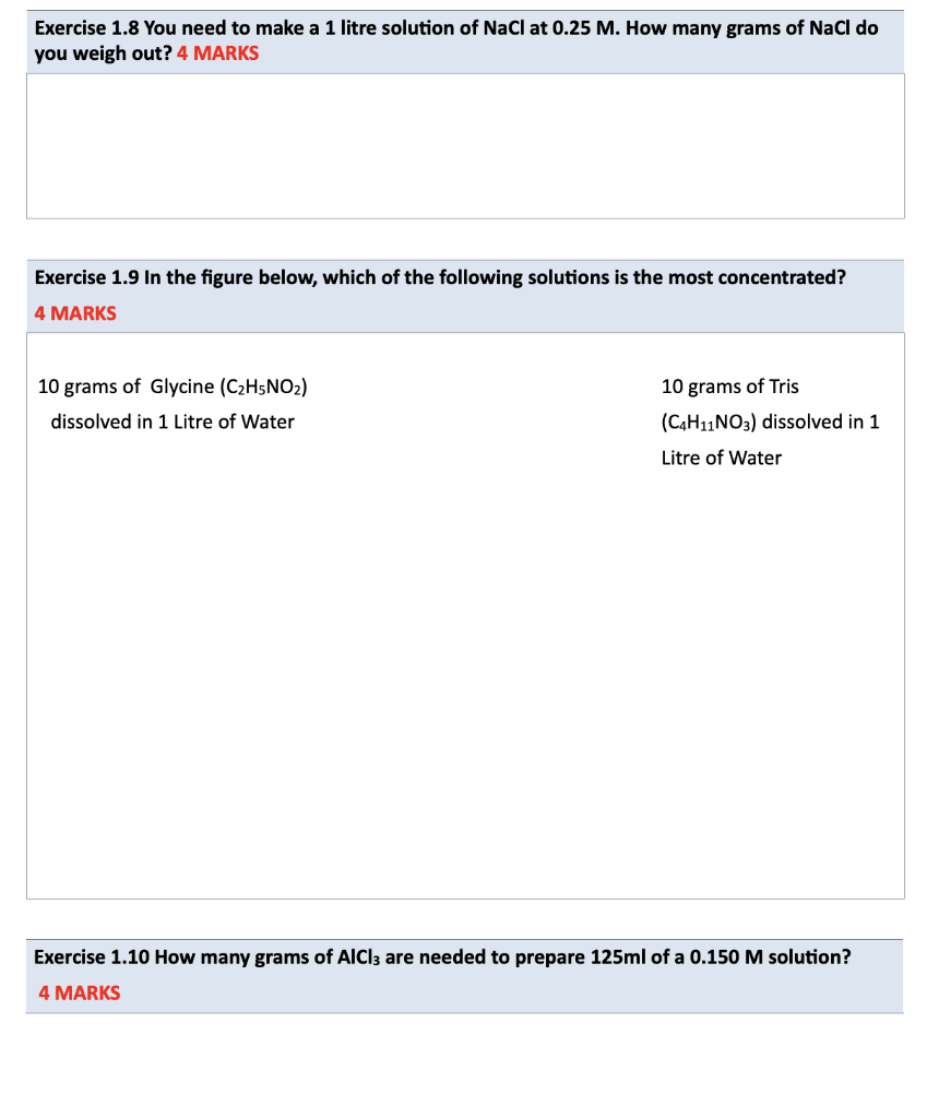 Solved Exercise 1.8 You need to make a 1 litre solution of | Chegg.com