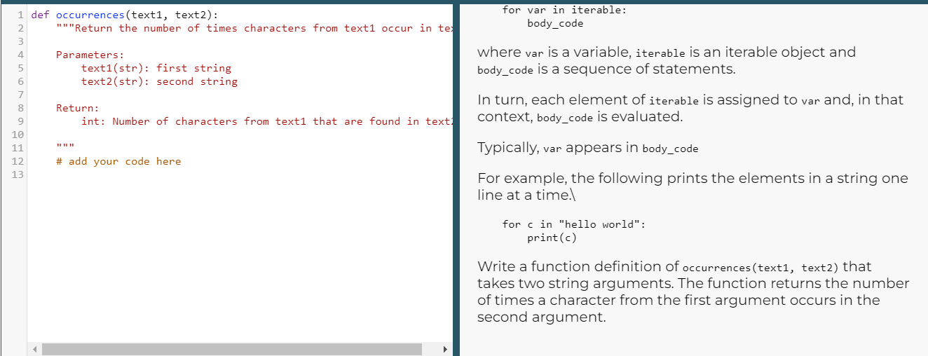 Solved for var in iterable: body_code where var is a | Chegg.com