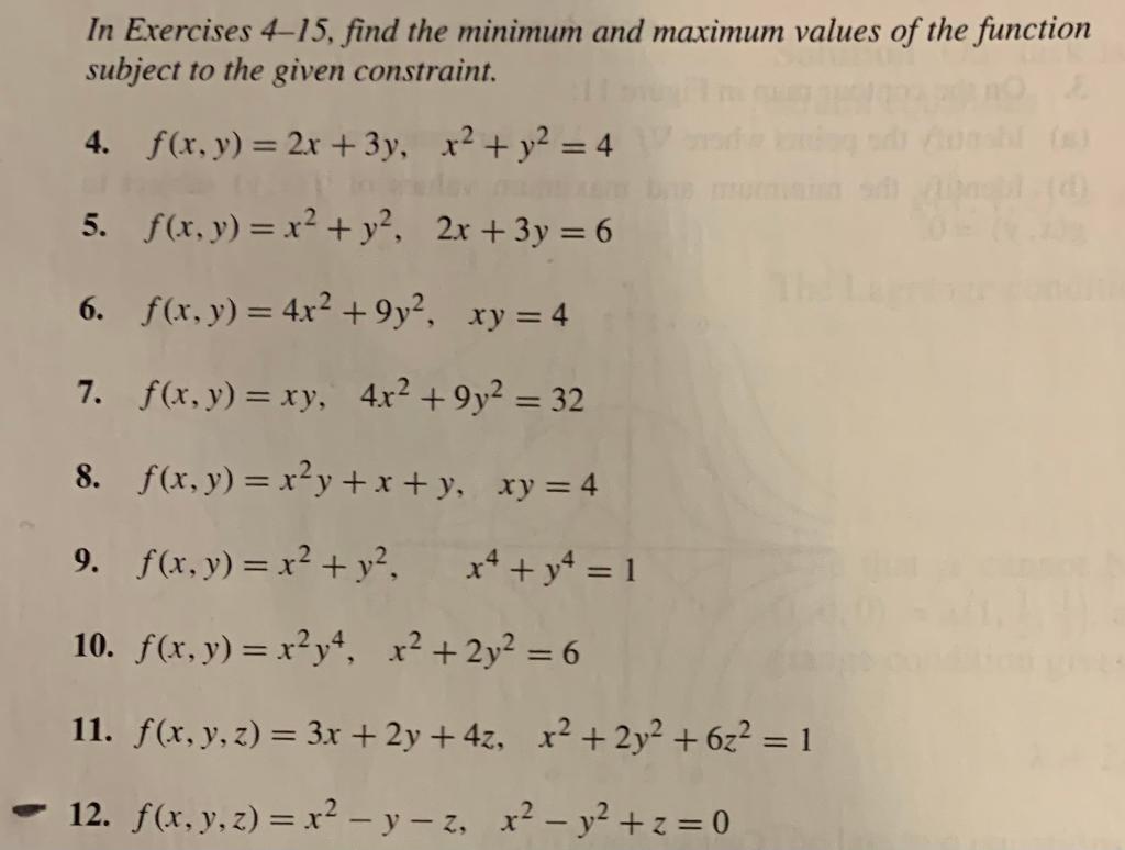 In Exercises 4-15, find the minimum and maximum | Chegg.com