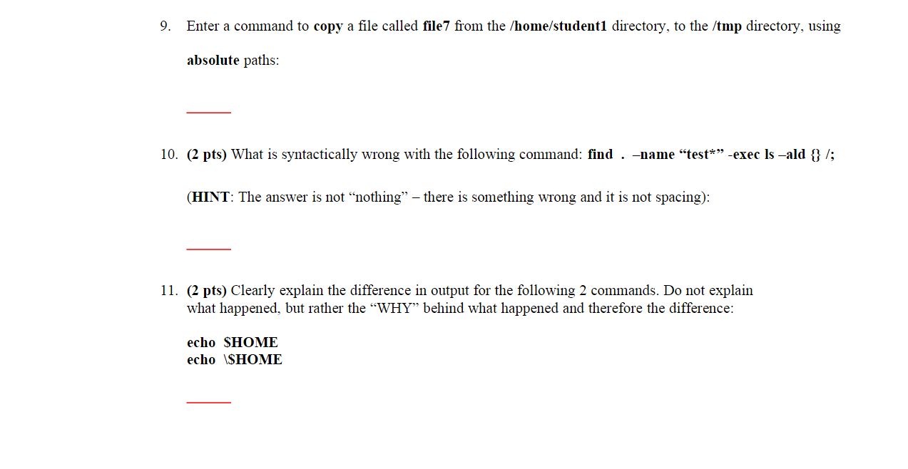 Solved 9. Enter a command to copy a file called file 7 from | Chegg.com