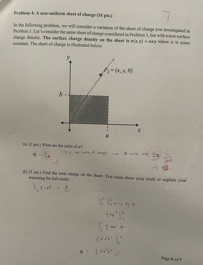 Problem 4: A non-uniform sheet of charge (16 pts.) In | Chegg.com