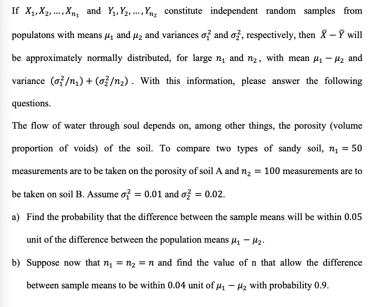 Solved If X₁, X₂, ..., X₁₁ and Y₁, Y₂,..., Yn₂ constitute | Chegg.com