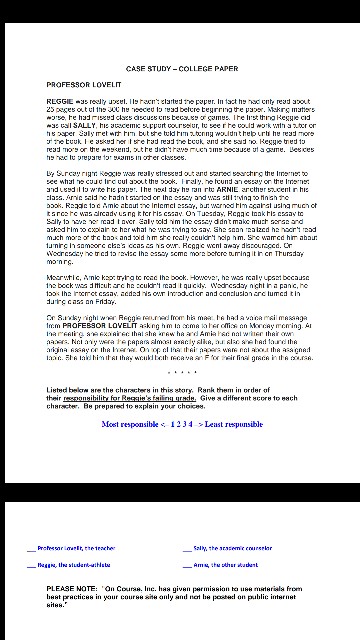 CASE STUDY COLLEGE PAPER PROFESOR LOVELIT SALLY er | Chegg.com